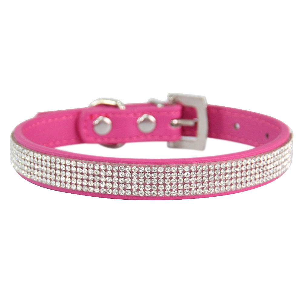 Rhinestone Puppy Dog Collar, Adjustable Leather Bling Glitter Diamond ...
