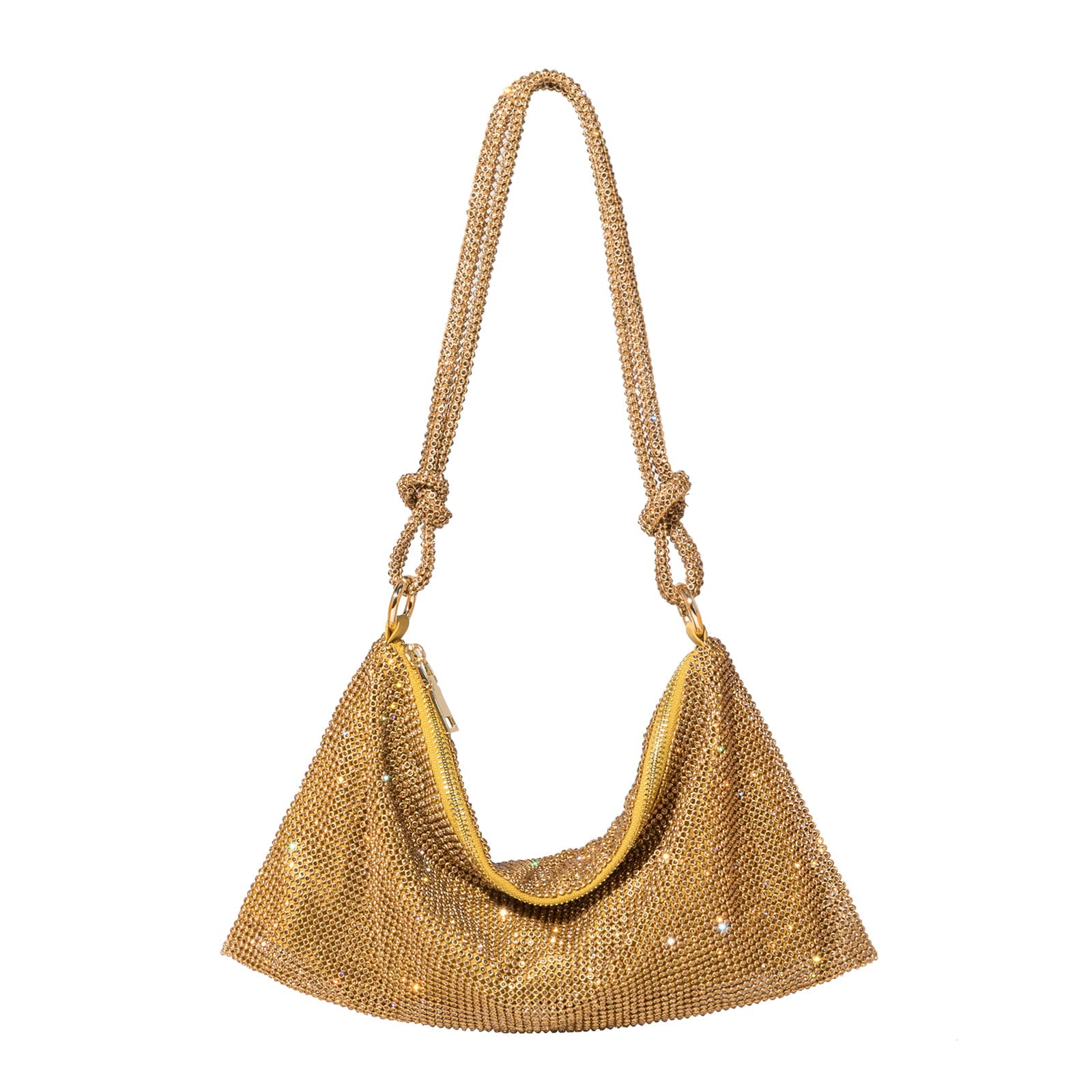 Rhinestone Purse Gold Hobo Purse Sparkly Gold Evening Bag for Women ...