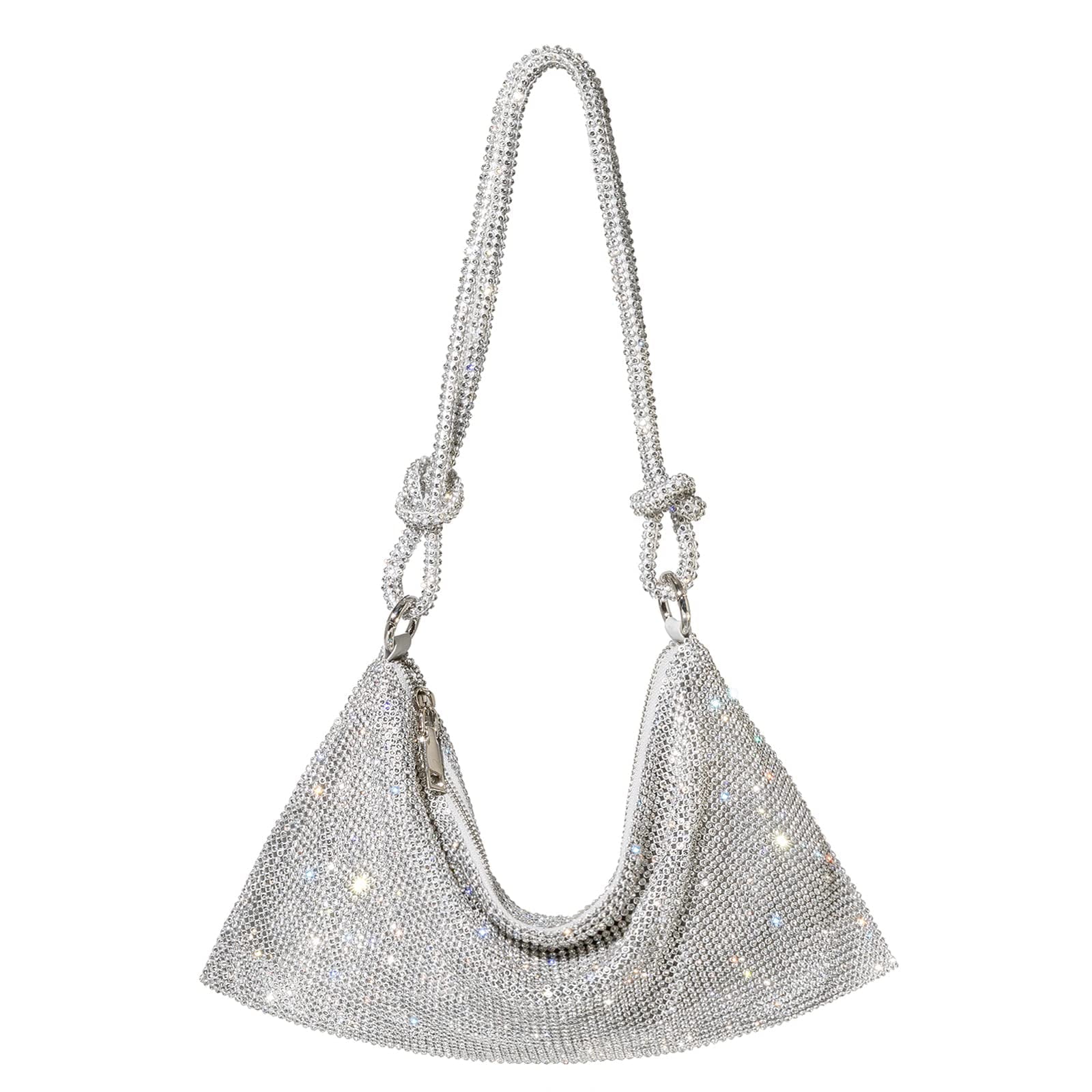 Rhinestone Purses for Women Luxury Diamond Shining Clutch Sparkly Hobo Bag Silver Handbag ...