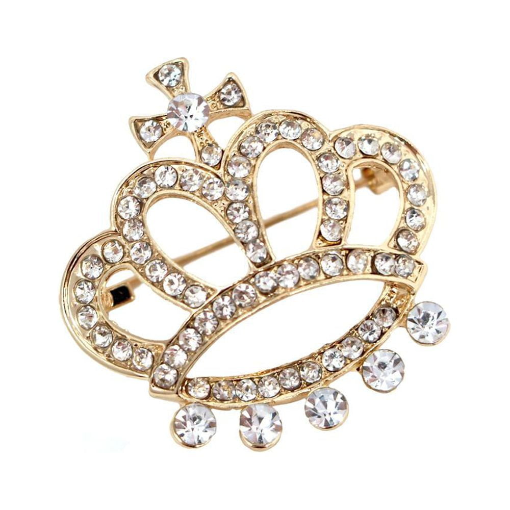 Rhinestone Queen Crown Brooch Pin, Gold, 1-1/2-Inch - Walmart.com