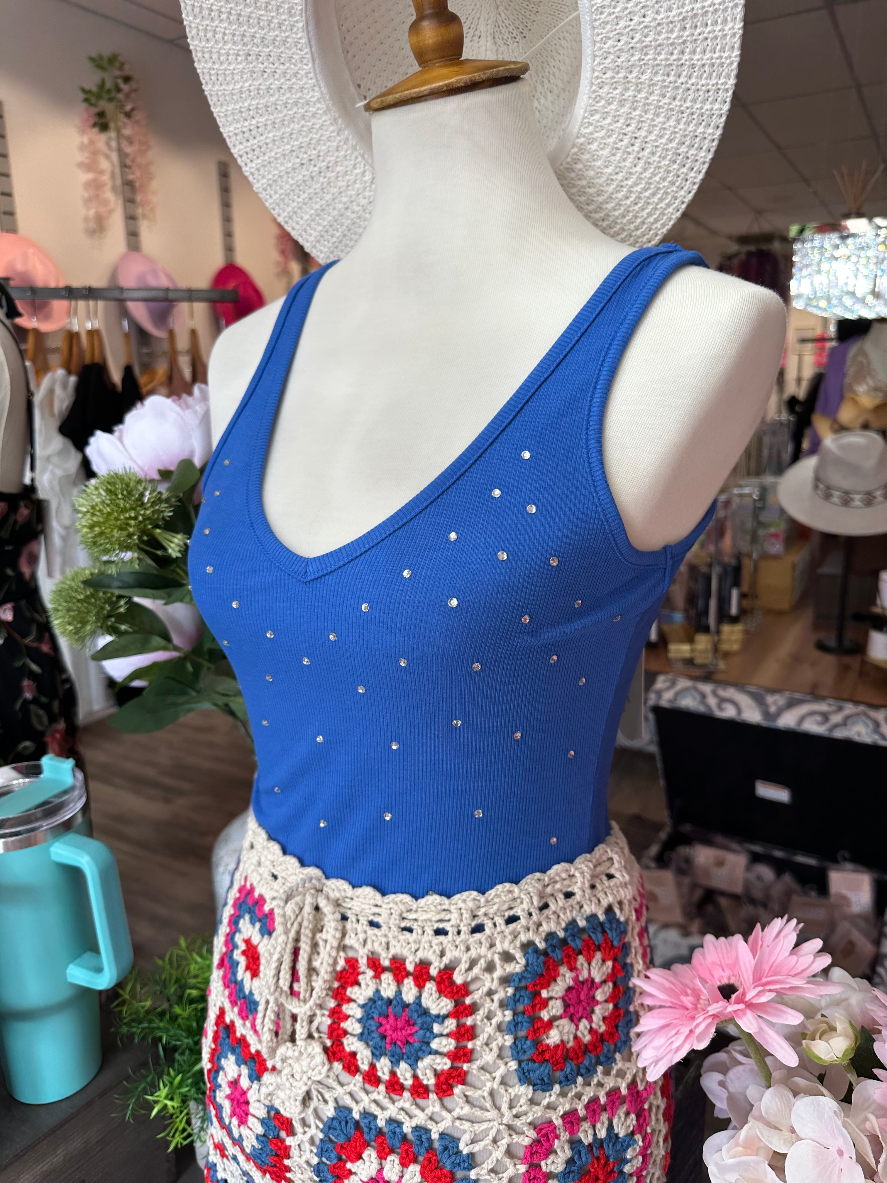 Rhinestone Ribbed Tank - Walmart.com