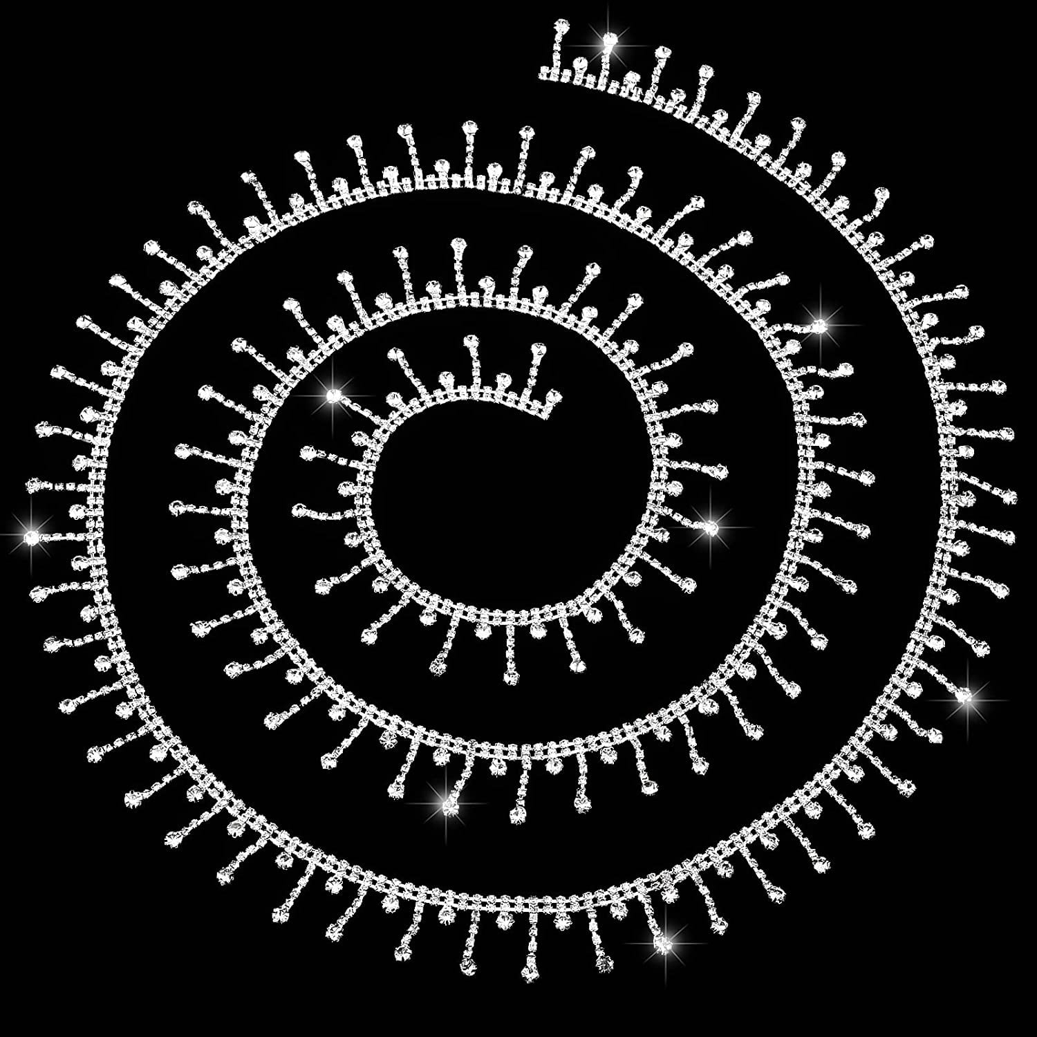 Rhinestone Ribbon Chain Rhinestone Fringe Trim Diamond Crystal Fringe ...