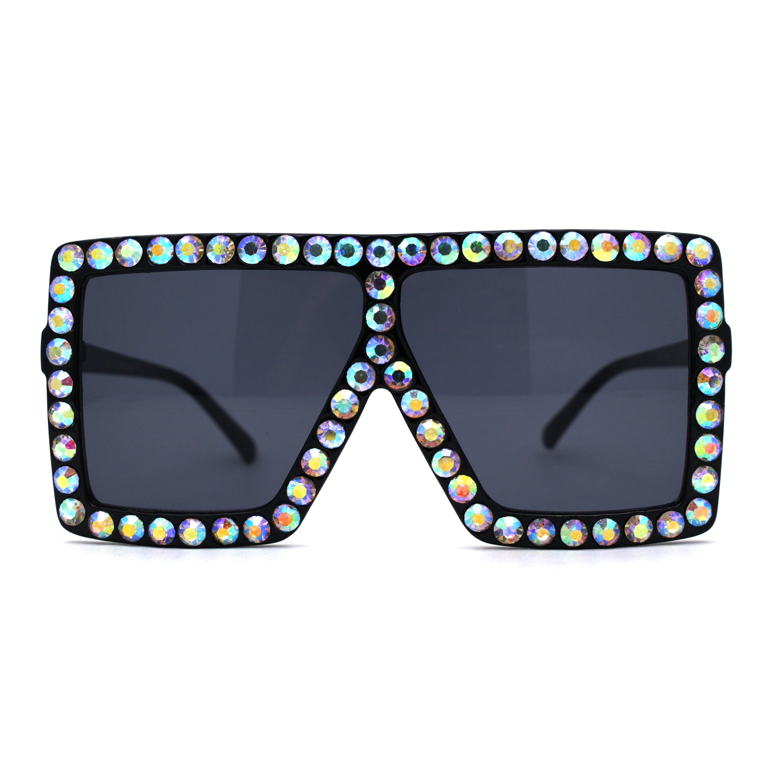 Rhinestone Rock and Roll Bling Oversize Flat Top Plastic Sunglasses All ...