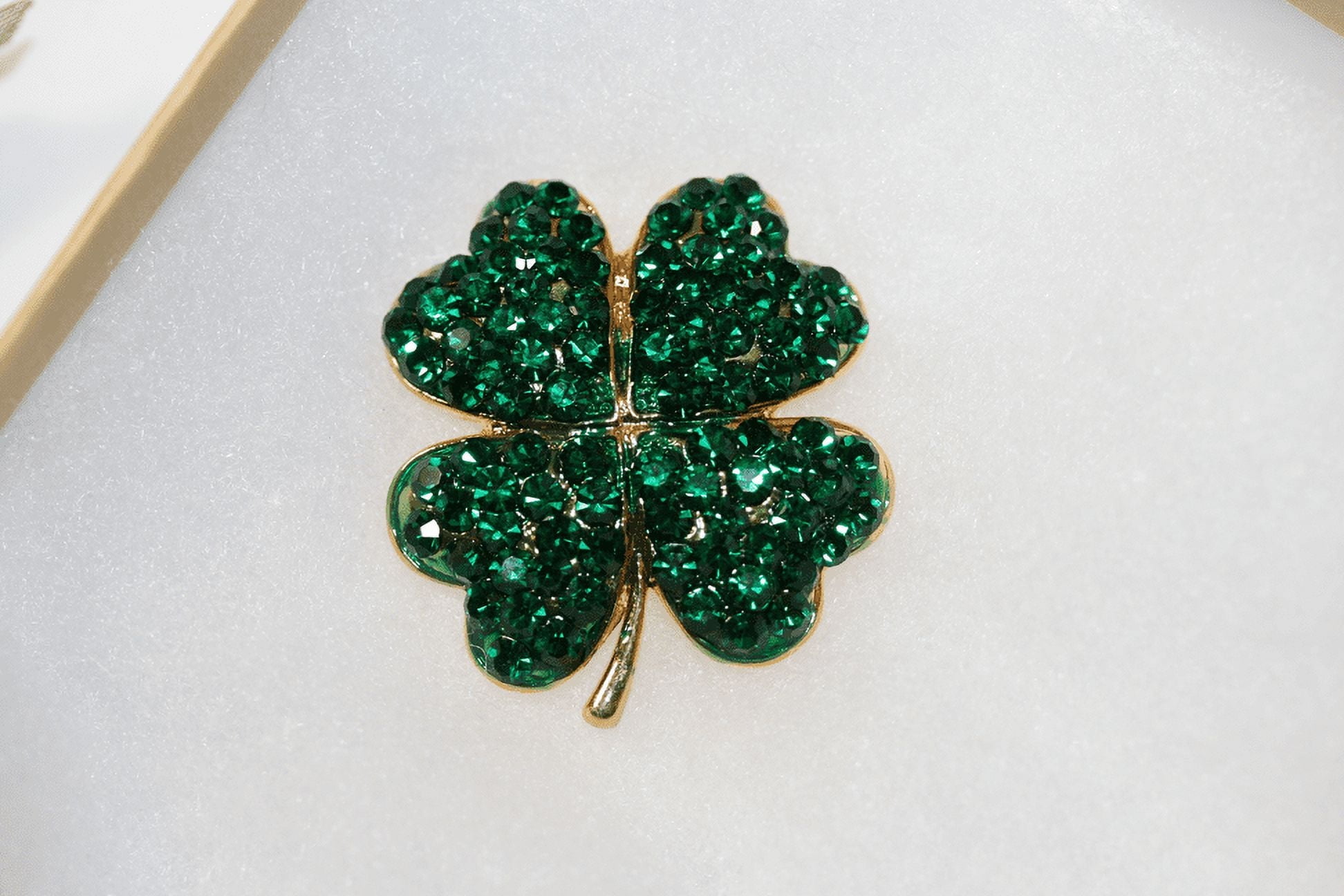 Rhinestone Shamrock Brooch, Crystal Shamrock Earrings , 4 Leaf Clover ...