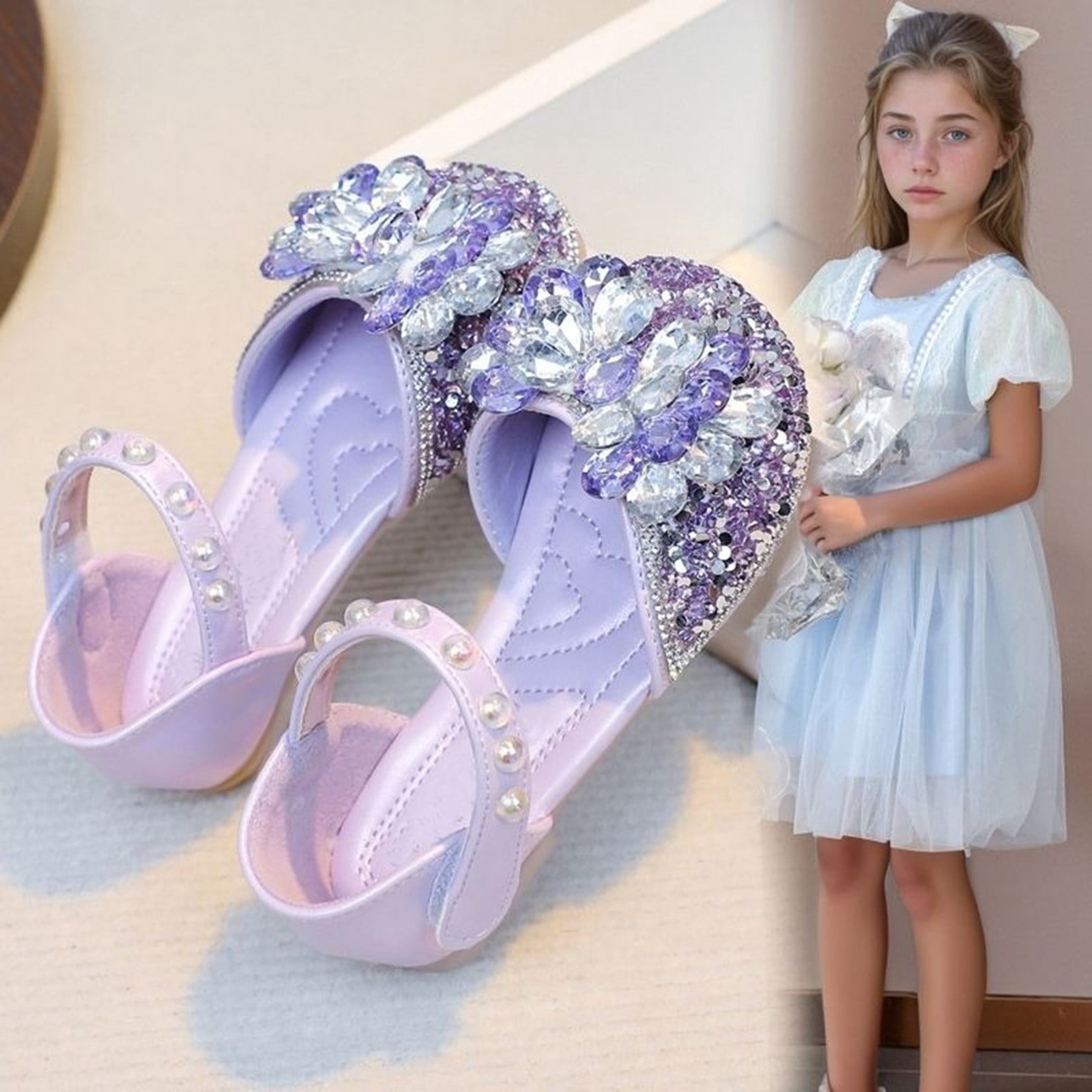 Rhinestone Shoes With Soft Soles For Little Girls Casual Girls Sandals ...