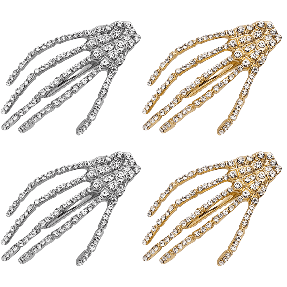 Rhinestone Skeleton Hand Hair Clip Halloween Girls, Skull Hairpin ...