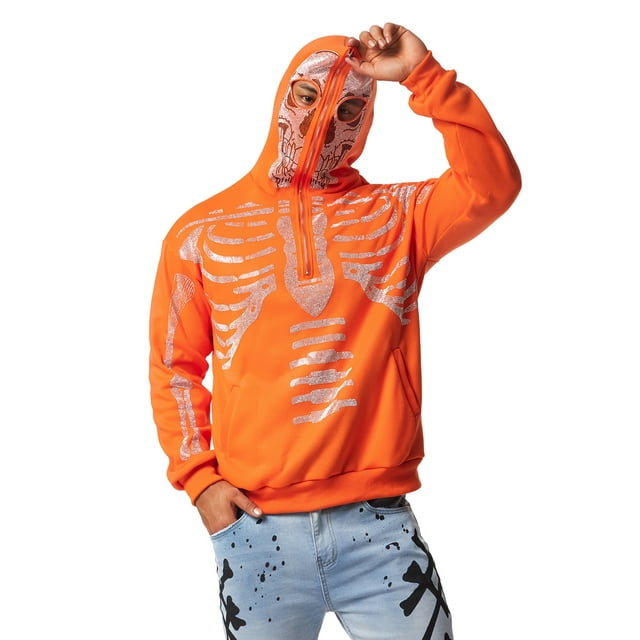 Rhinestone Skull Skeleton Oversized Hoodie Jacket Men Women Goth Harajuku Y2K Grunge Zip Up ...