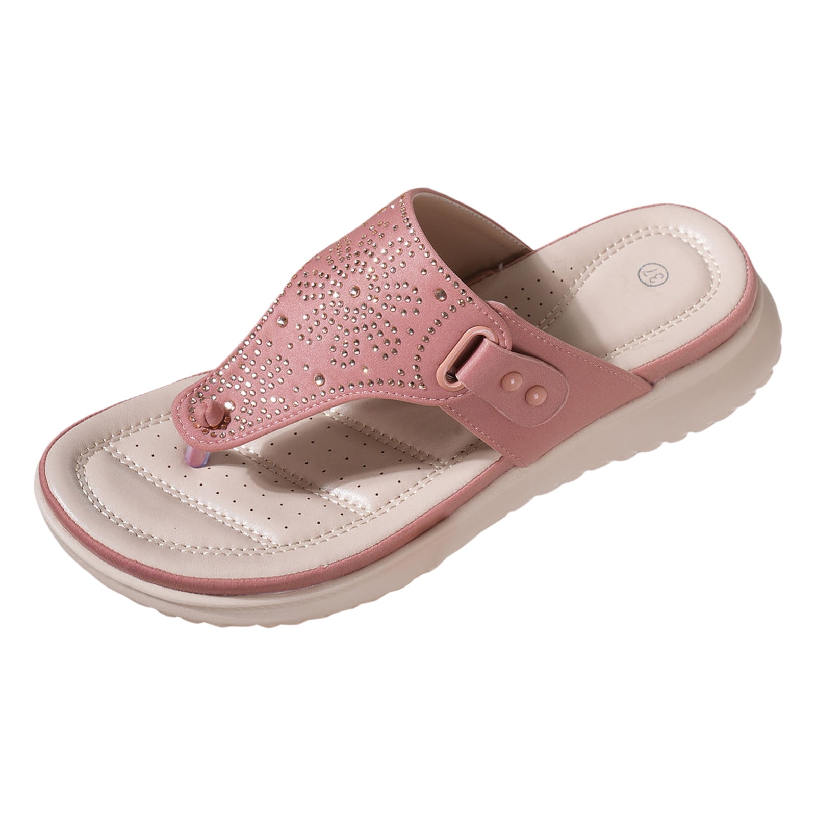 Rhinestone Spring Flat Sandals for Women Beach Falt Summer Casual Cute ...