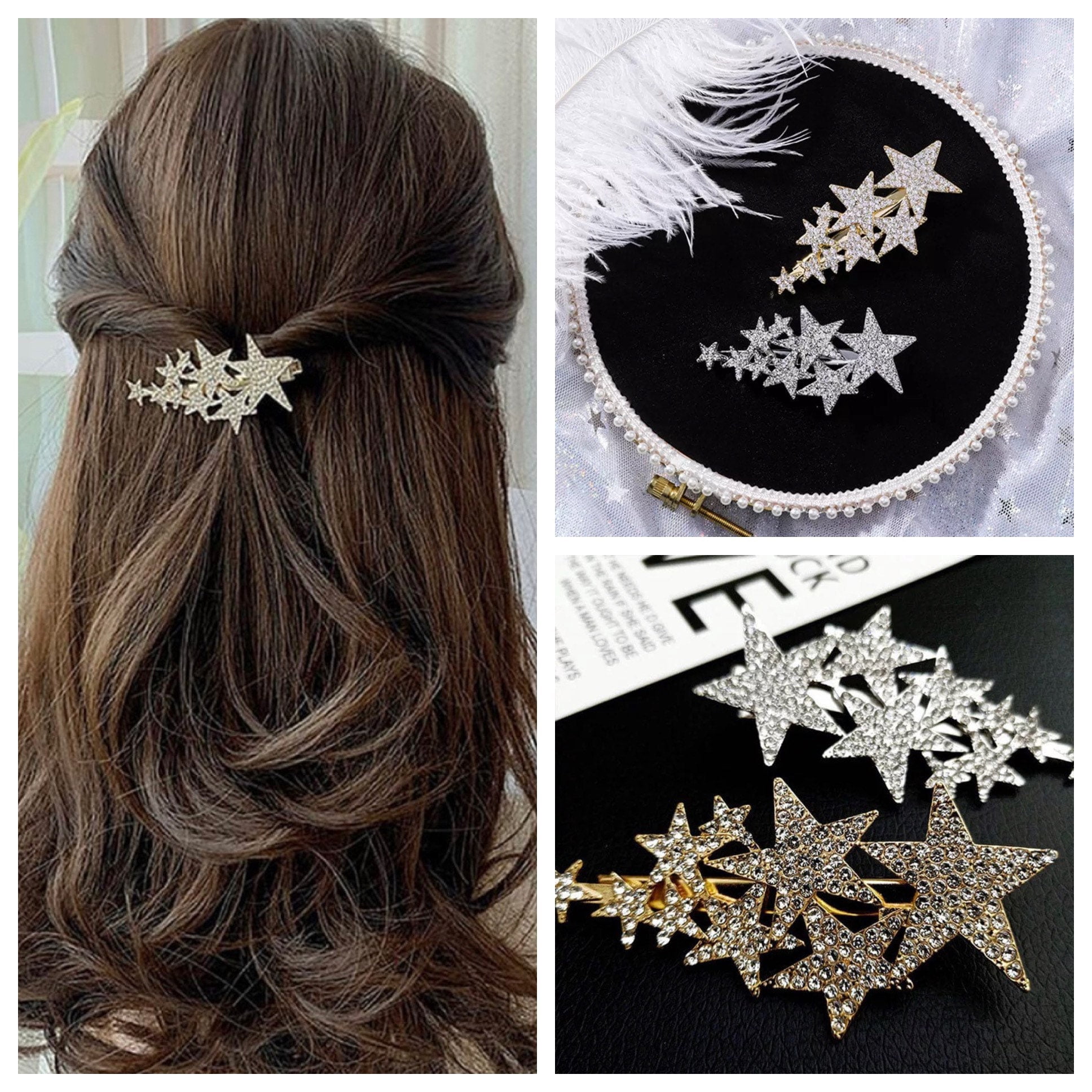 Rhinestone Star hair clip - Crystal Star hair Pin - Star cluster hair ...