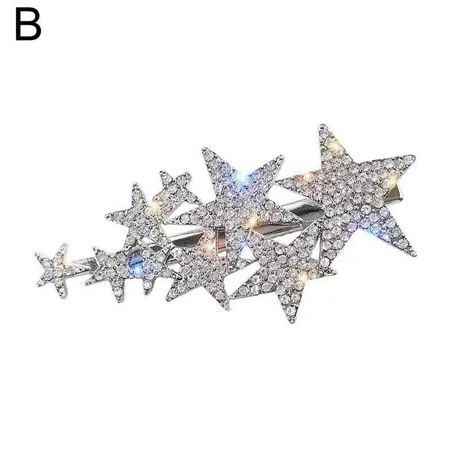 Rhinestone Stars Crystal Hair Clips Clamp Barrette Grips Women Girl ...