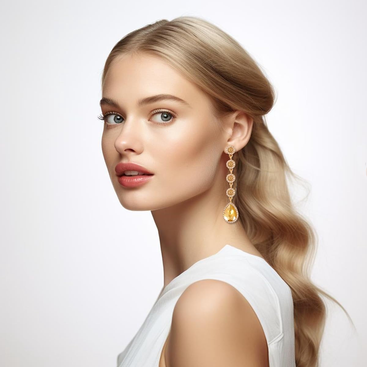 Rhinestone Statement Long Dangle Earrings For Women,Vin E Wedding ...