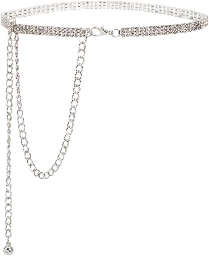 Rhinestone Waist Chain Metal Sparkly Diamond Glitter Belly Chain Link ...