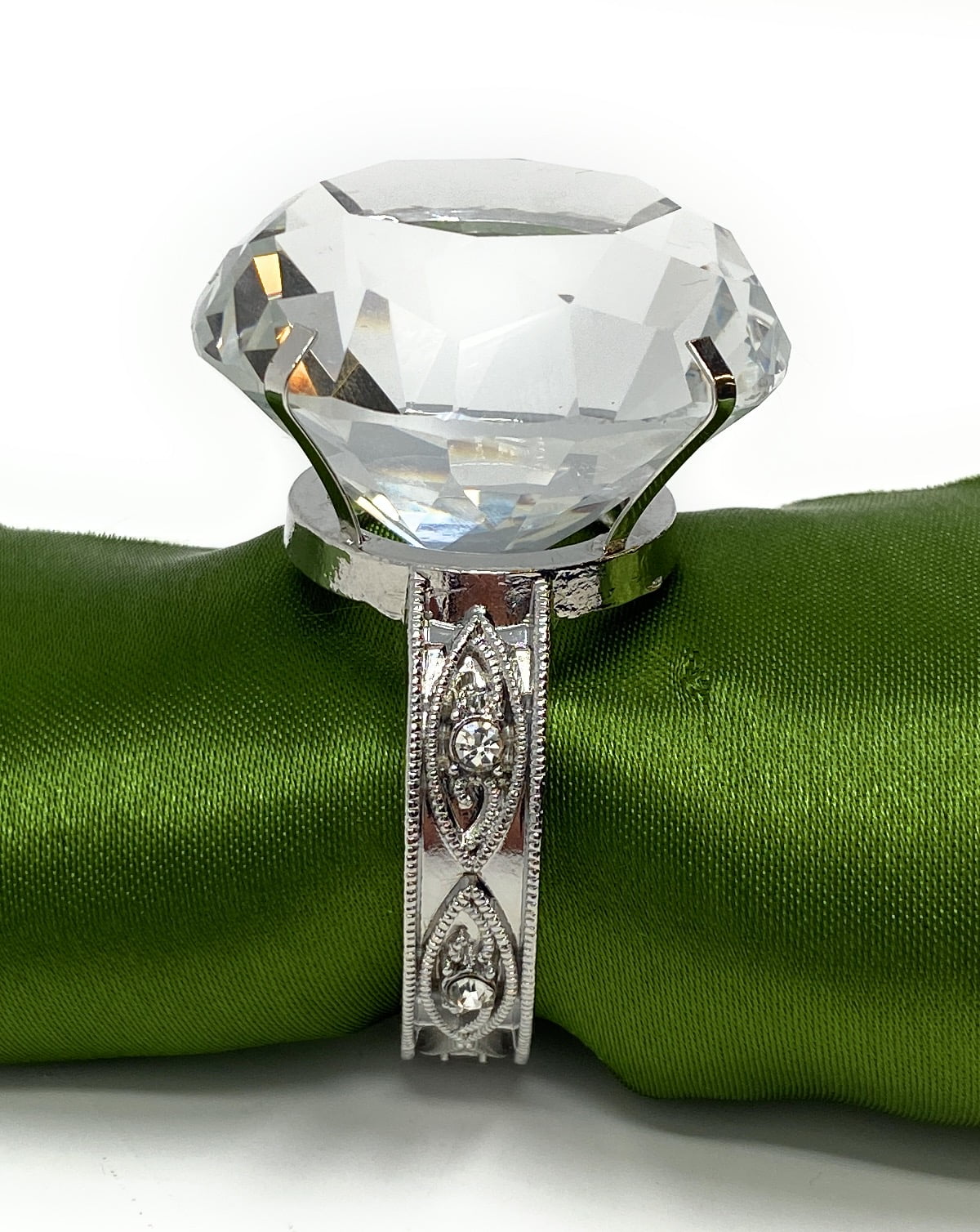 Rhinestone Wedding Big Diamond Napkin Ring Set of 6 Metal with Crystal ...