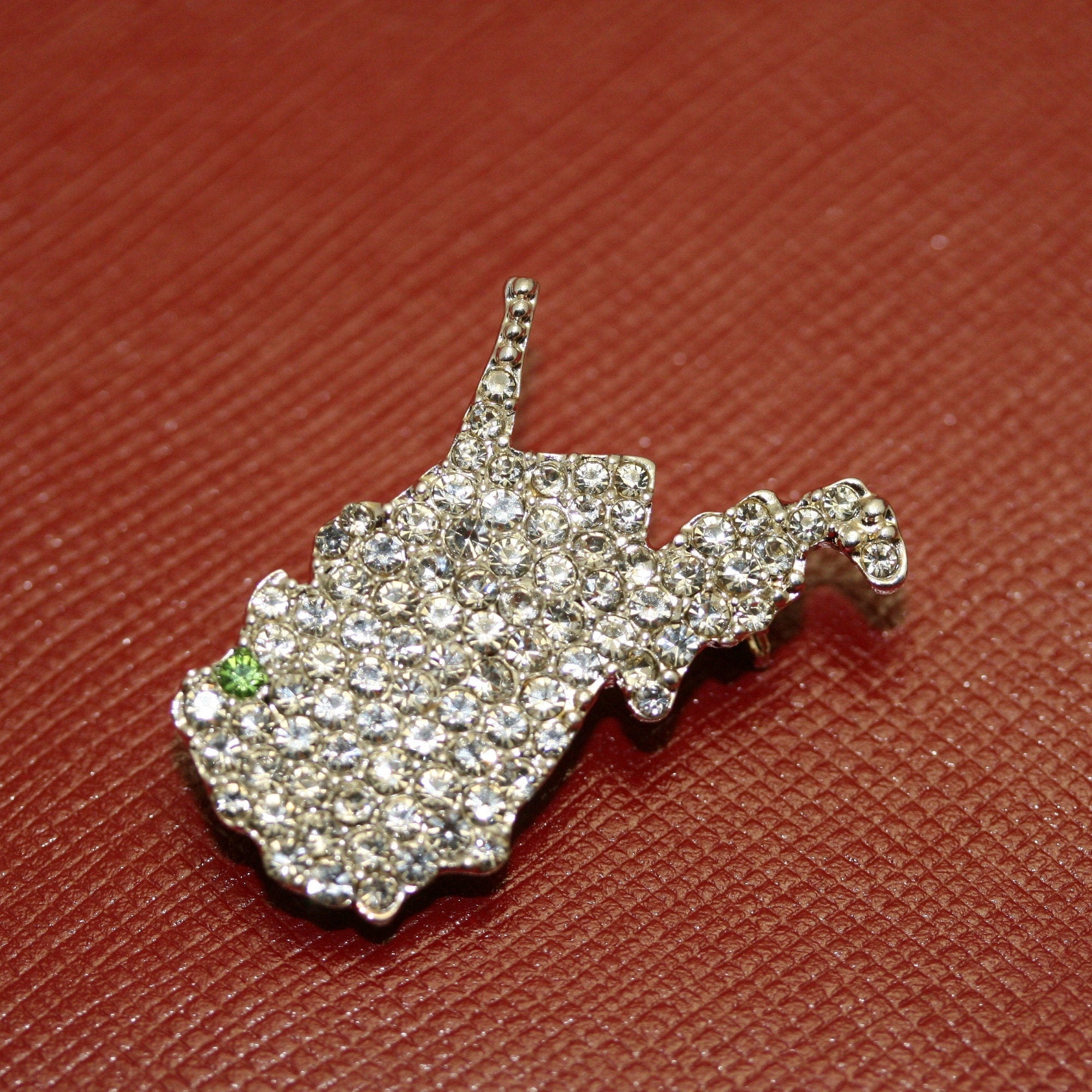 Rhinestone West Virginia State Pin Brooch, WV State West Virginia State ...