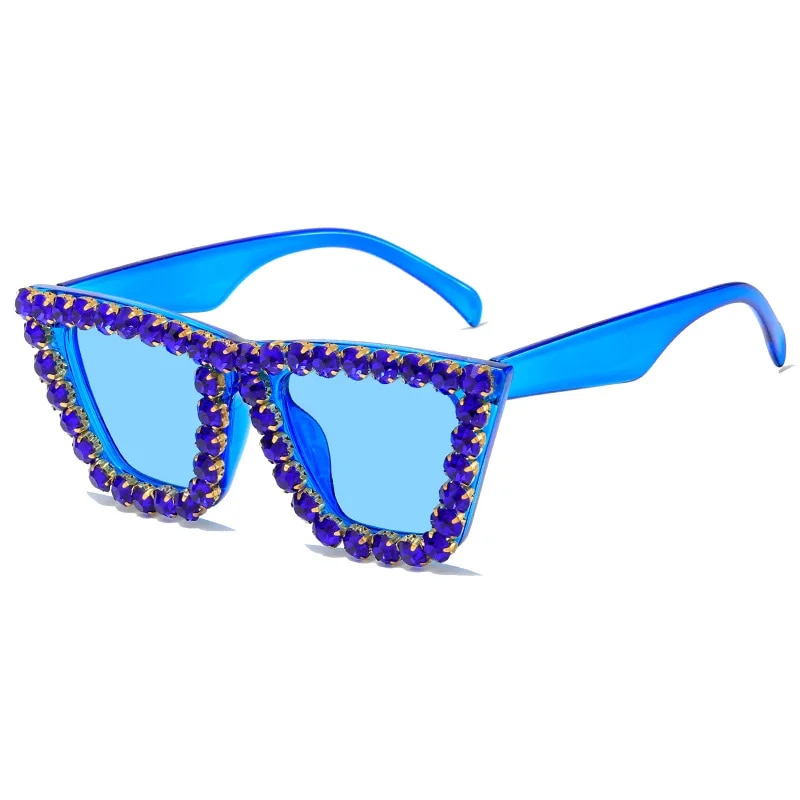 Rhinestones Cat Eye Glitter Sunglasses Women Cateye Vintage Sparkling ...