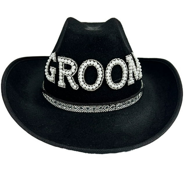 Rhinestones Cowboy Hat for Bridegroom with Artificial Pearl Bridal ...