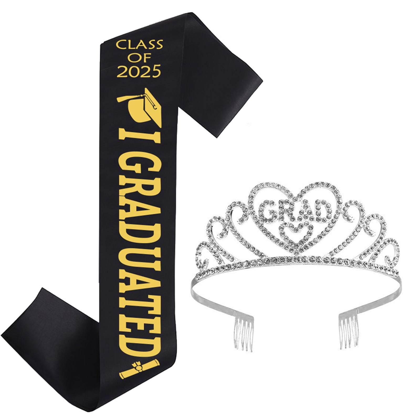 Rhinestones Crowns and Sash Suit Adjustable 2025 Graduation Shoulder ...