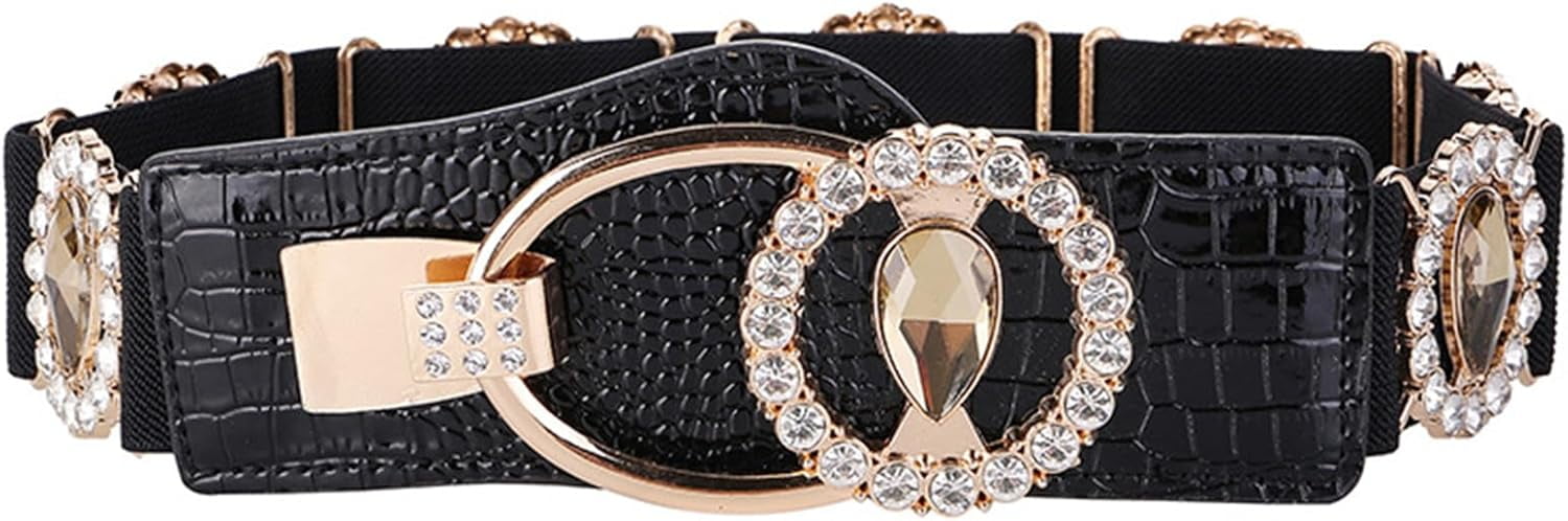 Rhinestones Waist Belt Punk Chain for Cowboy Cowgirl Studded Elastic ...