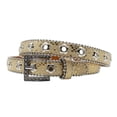 Rhinestones Western PU Leather Belt for Men and Women Flower Eyelet ...