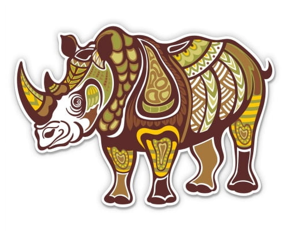 Rhino - 5" Vinyl Sticker - For Car Laptop I-Pad - Waterproof Decal ...