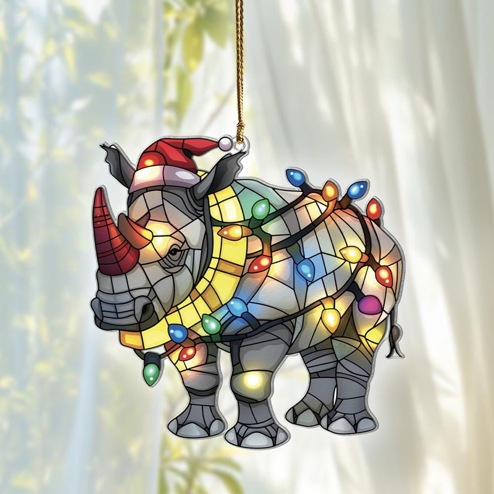 Rhino Acrylic Suncatcher Window Hanging, Rhino Ornaments, Rhino Decor ...