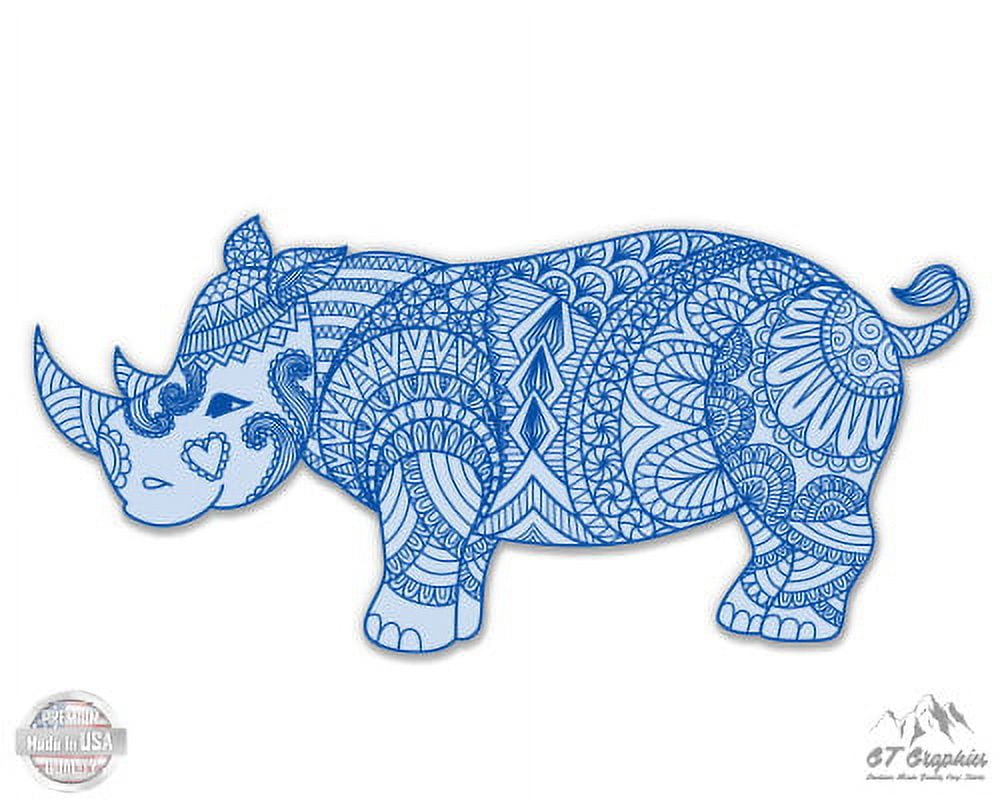 Rhino Blue - 5" Vinyl Sticker - For Car Laptop I-Pad - Waterproof Decal ...