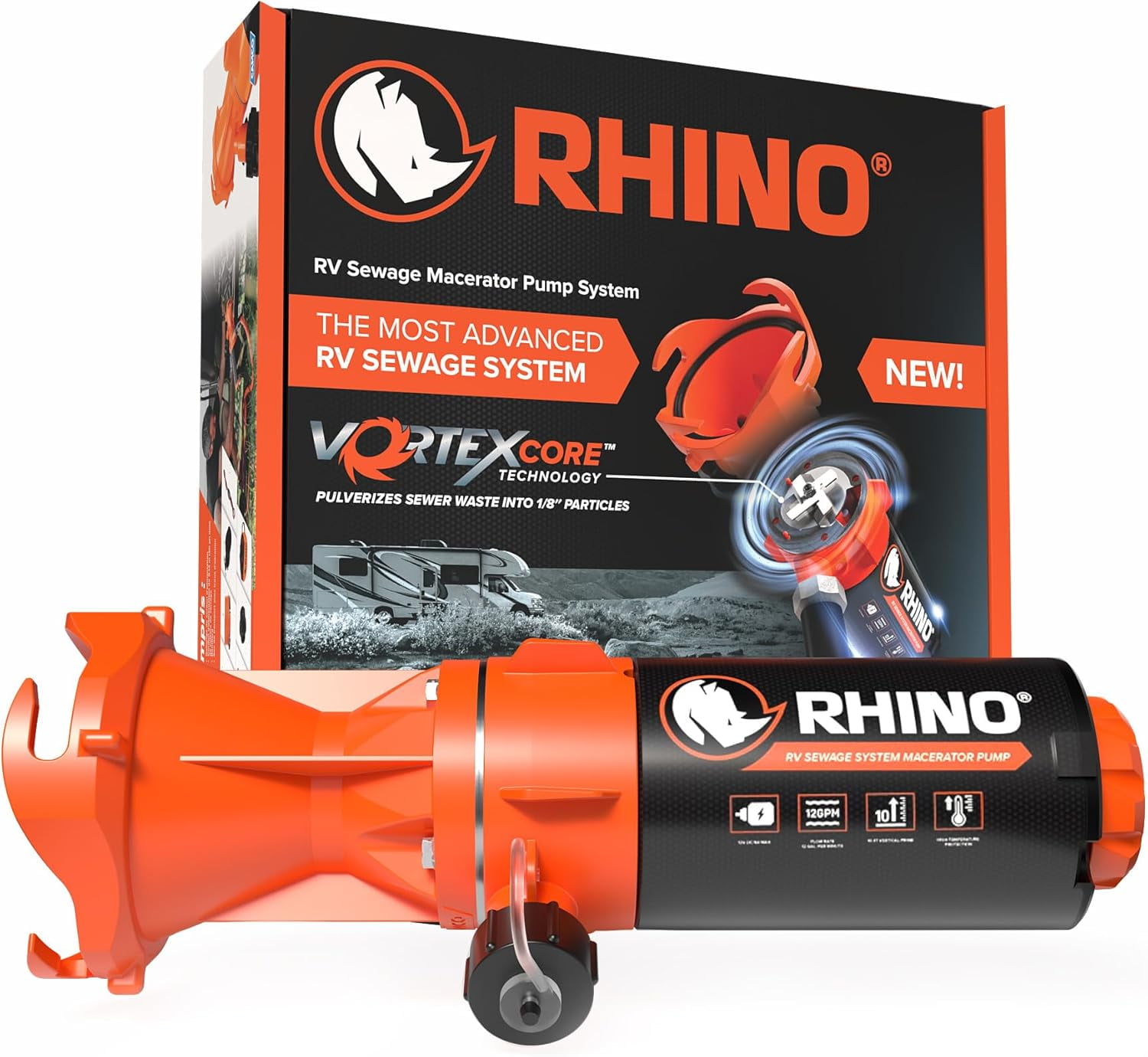 Rhino Camper/RV Sewer Macerator Pump System - VortexCore Technology ...