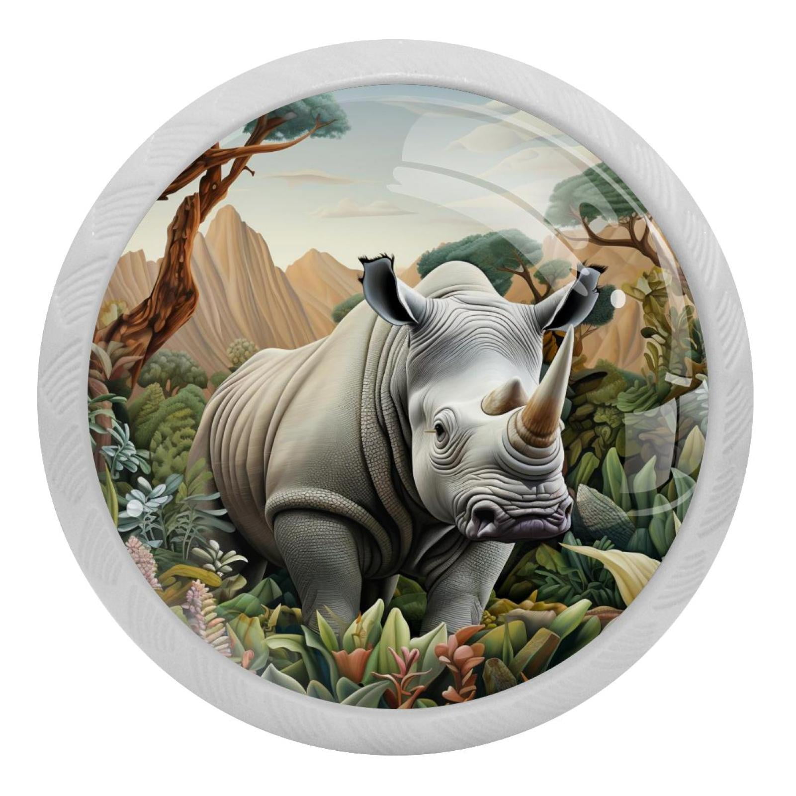 Rhino Crystal Knobs with Screws - 4-Pack Round Fluorescent Drawer Pulls, Glow-in-the-Dark ...