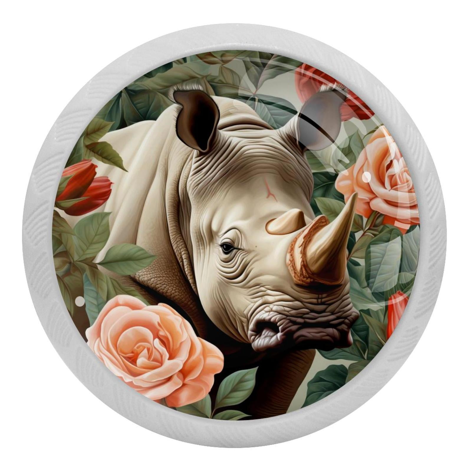 Rhino Fluorescent Glow-in-the-Dark Cabinet Door Knobs - Round 4-Pack, Screws Included - Suitable ...