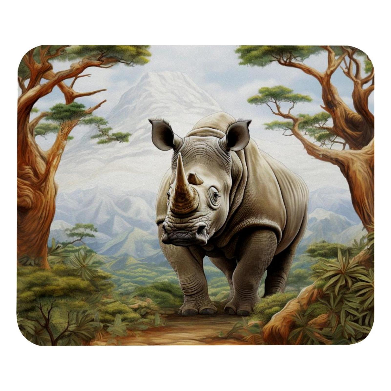 Rhino Gaming Mouse Pad Desk Mat, Square 8.3x9.8 Inch Non-Slip Rubber ...