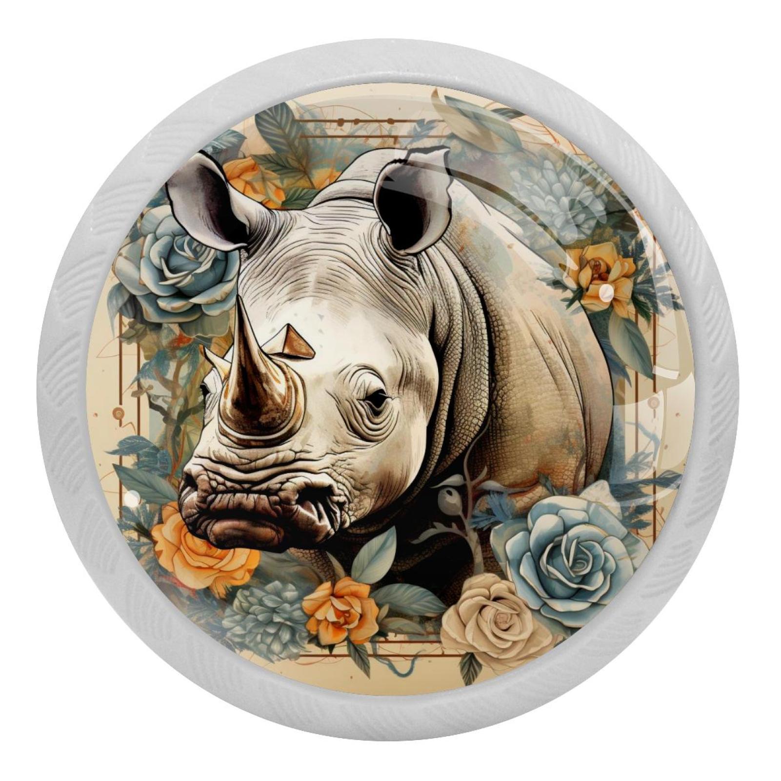 Rhino Glow-in-the-Dark Fluorescent Drawer Pulls - Round 4-Pack - Suitable for Cabinets ...