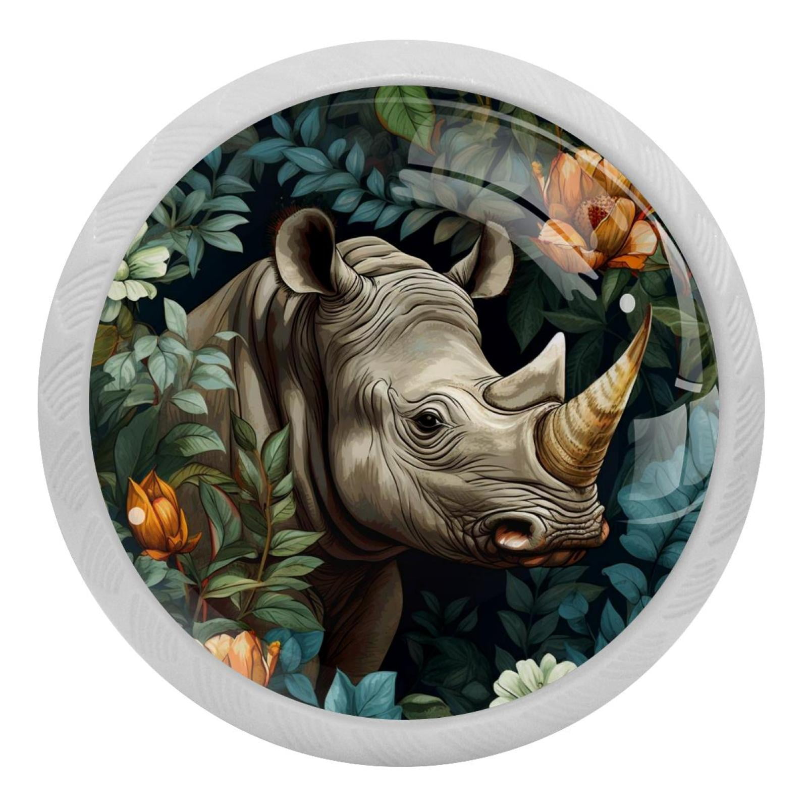 Rhino Glow-in-the-Dark Round Cabinet Knobs - Fluorescent Drawer Pulls 4-Pack, Suitable for ...