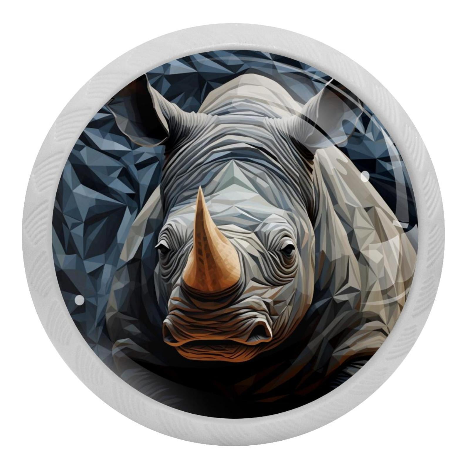 Rhino Glow-in-the-Dark Round Cabinet Knobs - Fluorescent Drawer Pulls 4-Pack, Suitable for ...