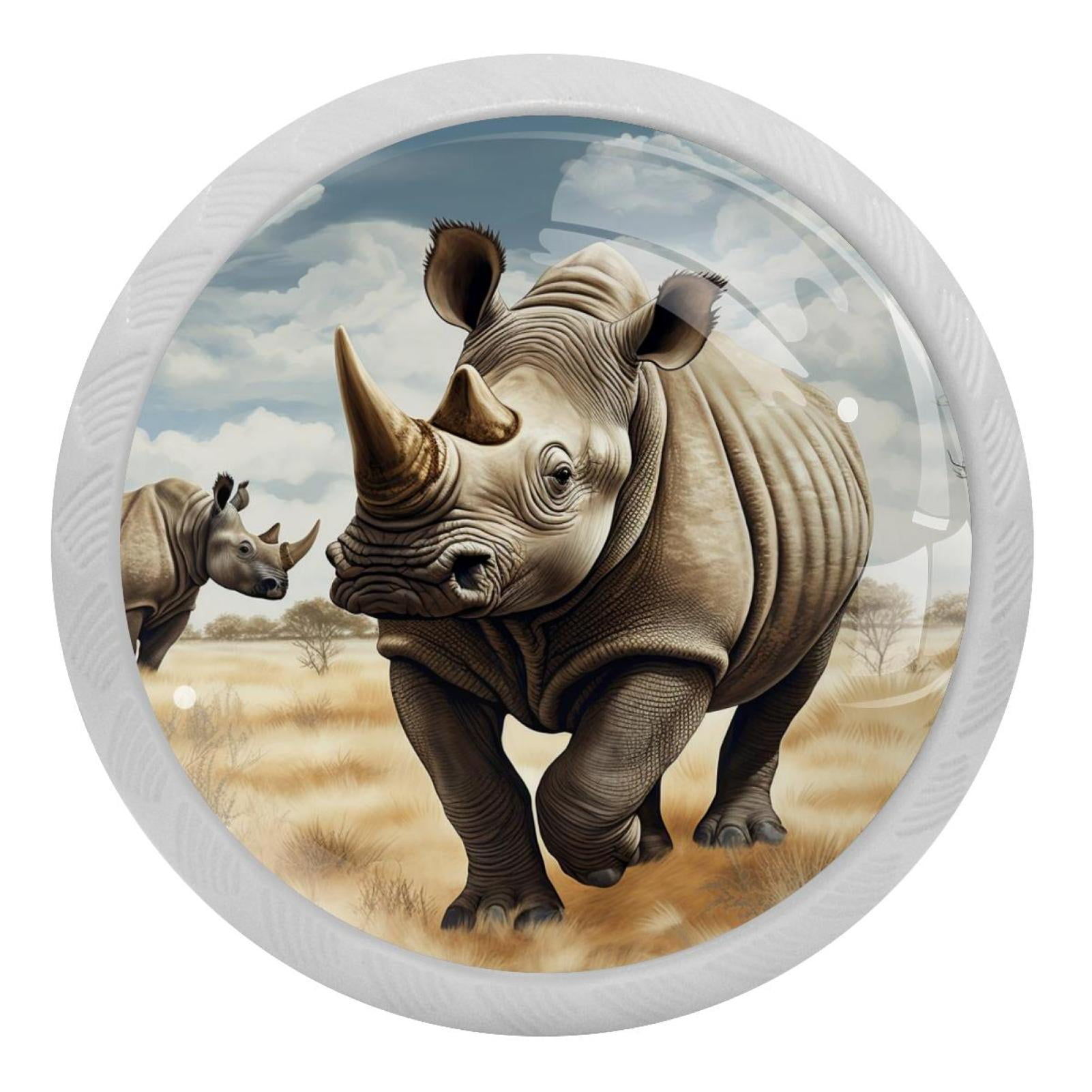 Rhino Glow-in-the-Dark Round Drawer Pulls, 4-Pack - Fluorescent Cabinet & Dresser Knobs ...