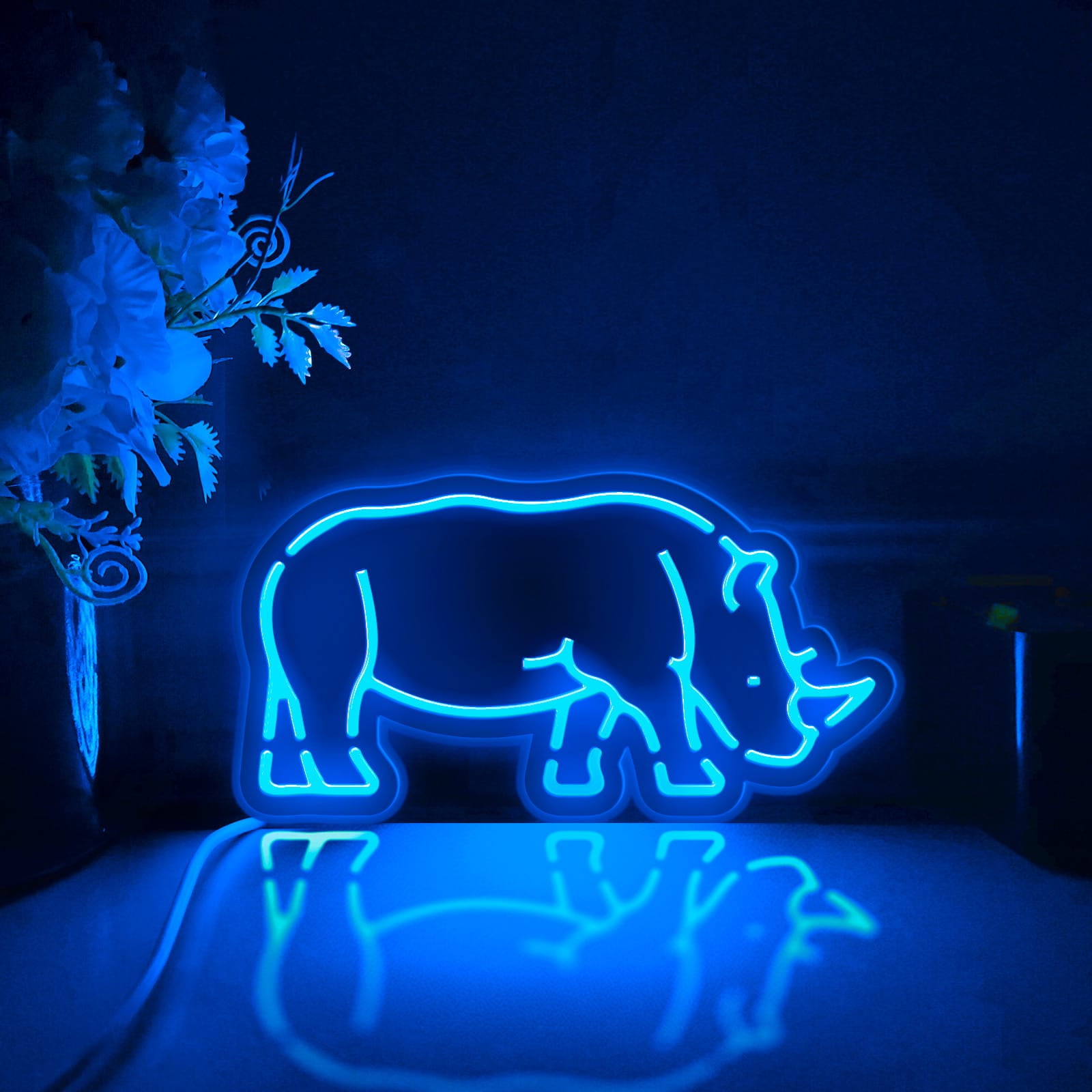 Rhino Led Light Box, Dimmable Neon-Like Light Signs USB Power for Wall ...