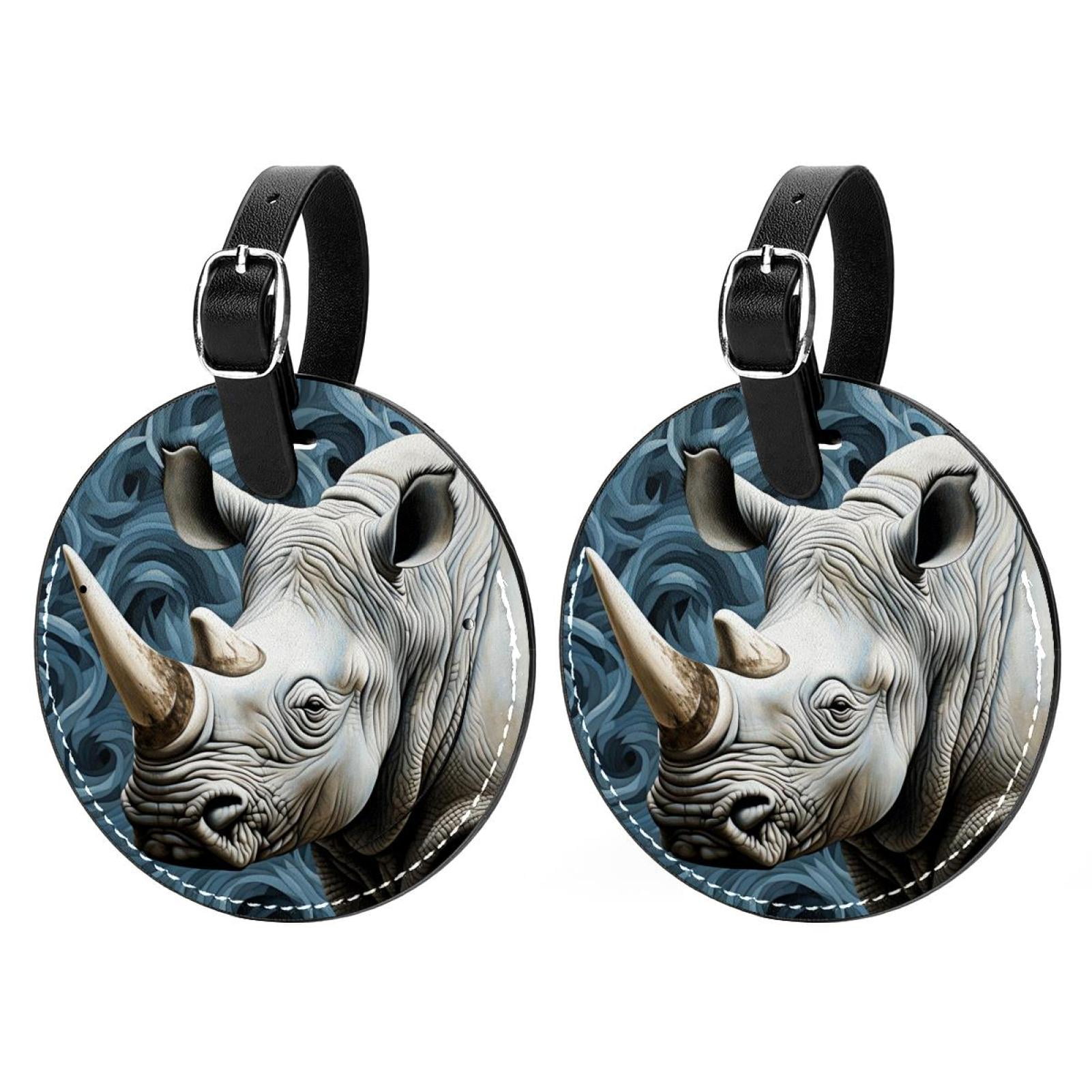 Rhino Li PU Leather Suitcase Tag Set - Travel Tags Bag Tags, 2 Pack ...
