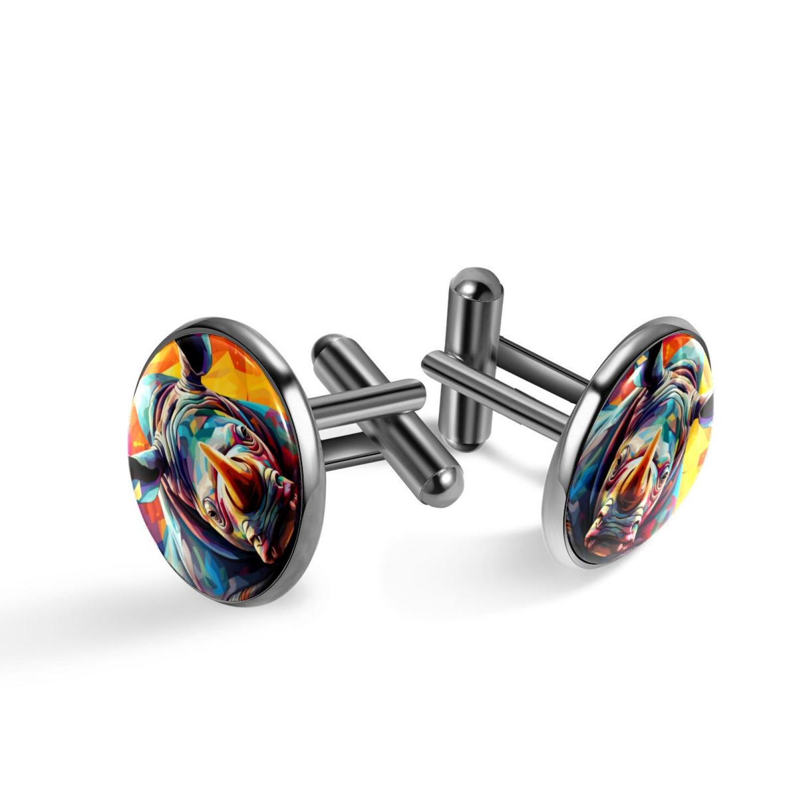Rhino Men's Silver Stainless Steel Cufflink Set for Formal Attire, Made ...
