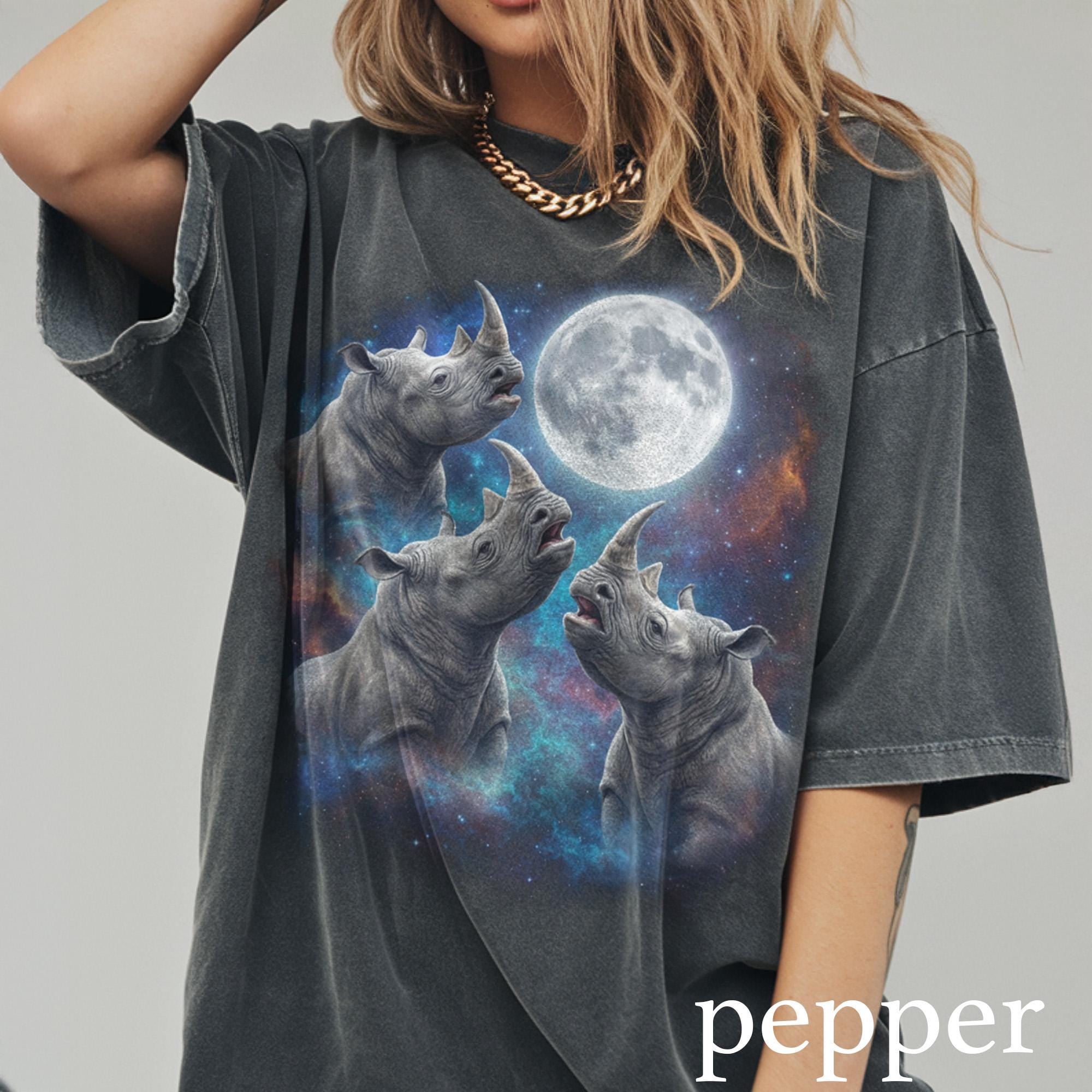 Rhino Moon Wildlife Shirt Cosmic Safari Animal Graphic Tee Night Nature ...