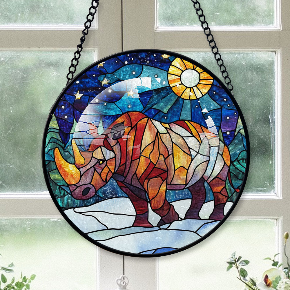 Rhino Ornament Christmas 2025, RhinoStained Glass Window Art – Light ...