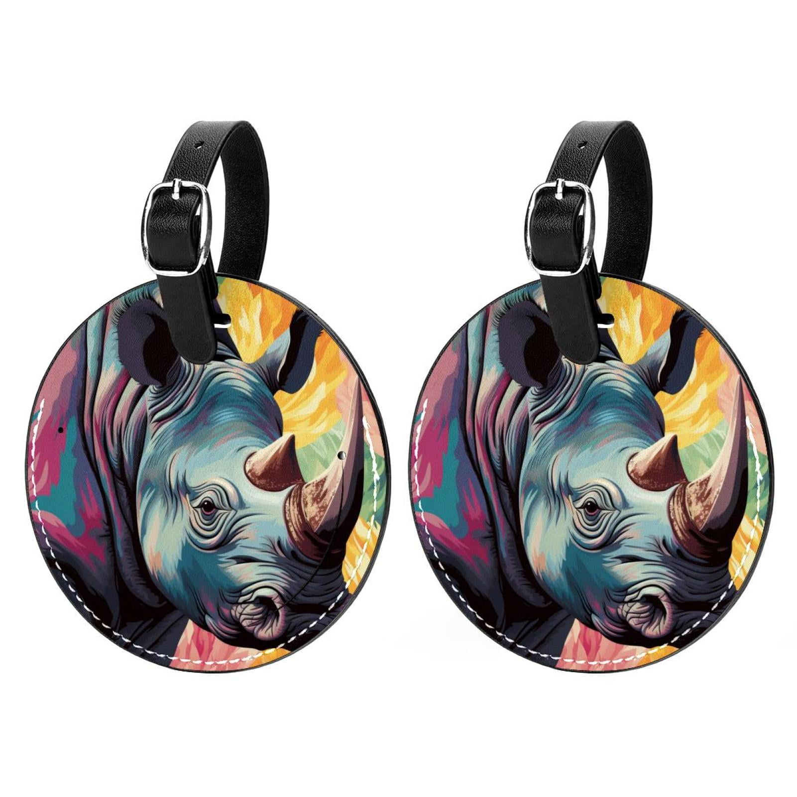 Rhino Premium PU Leather Luggage Tags 2 Pack - Travel Handbag Tag ...