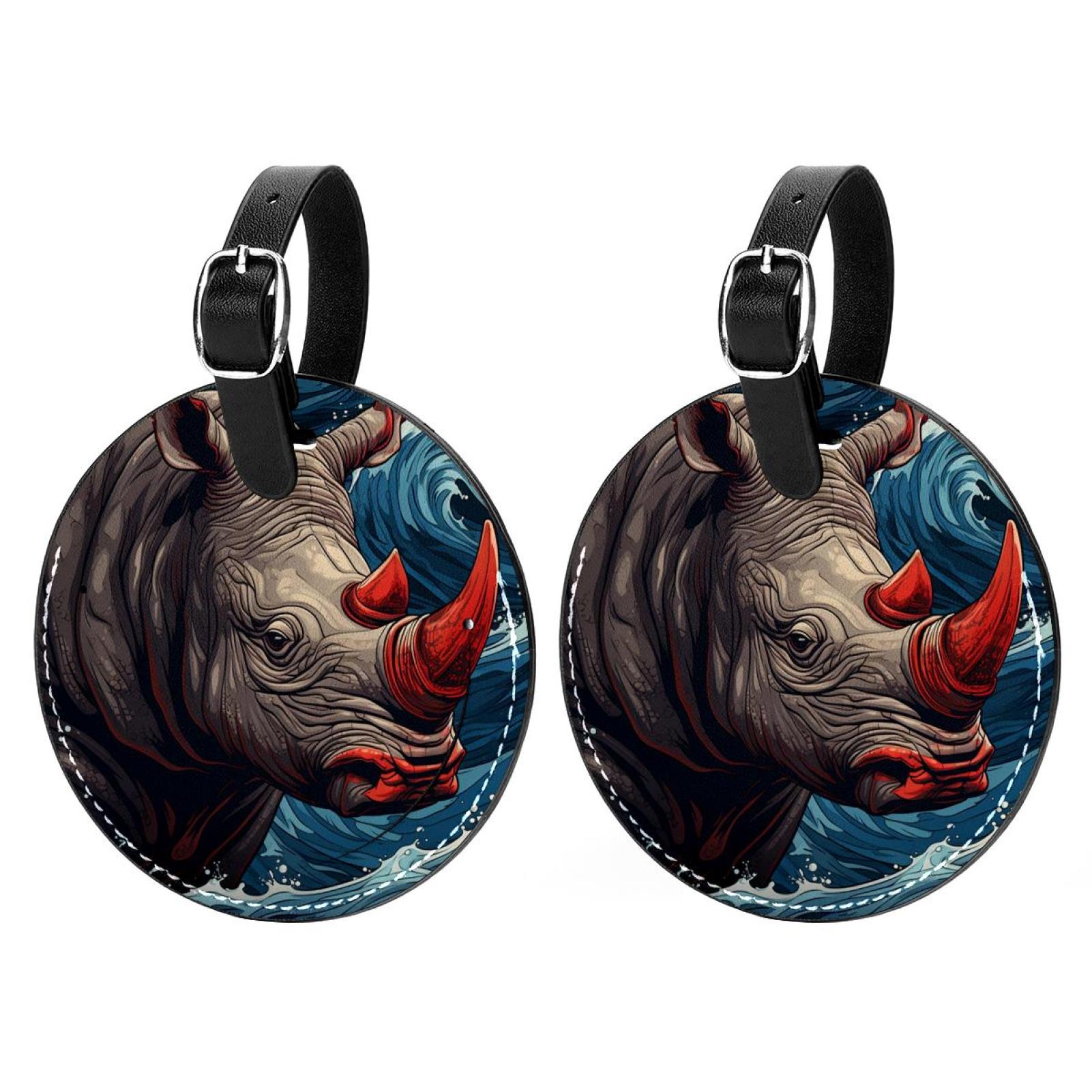 Rhino Premium PU Leather Luggage Tags, Set of 2, Suitcase Tags for Easy ...