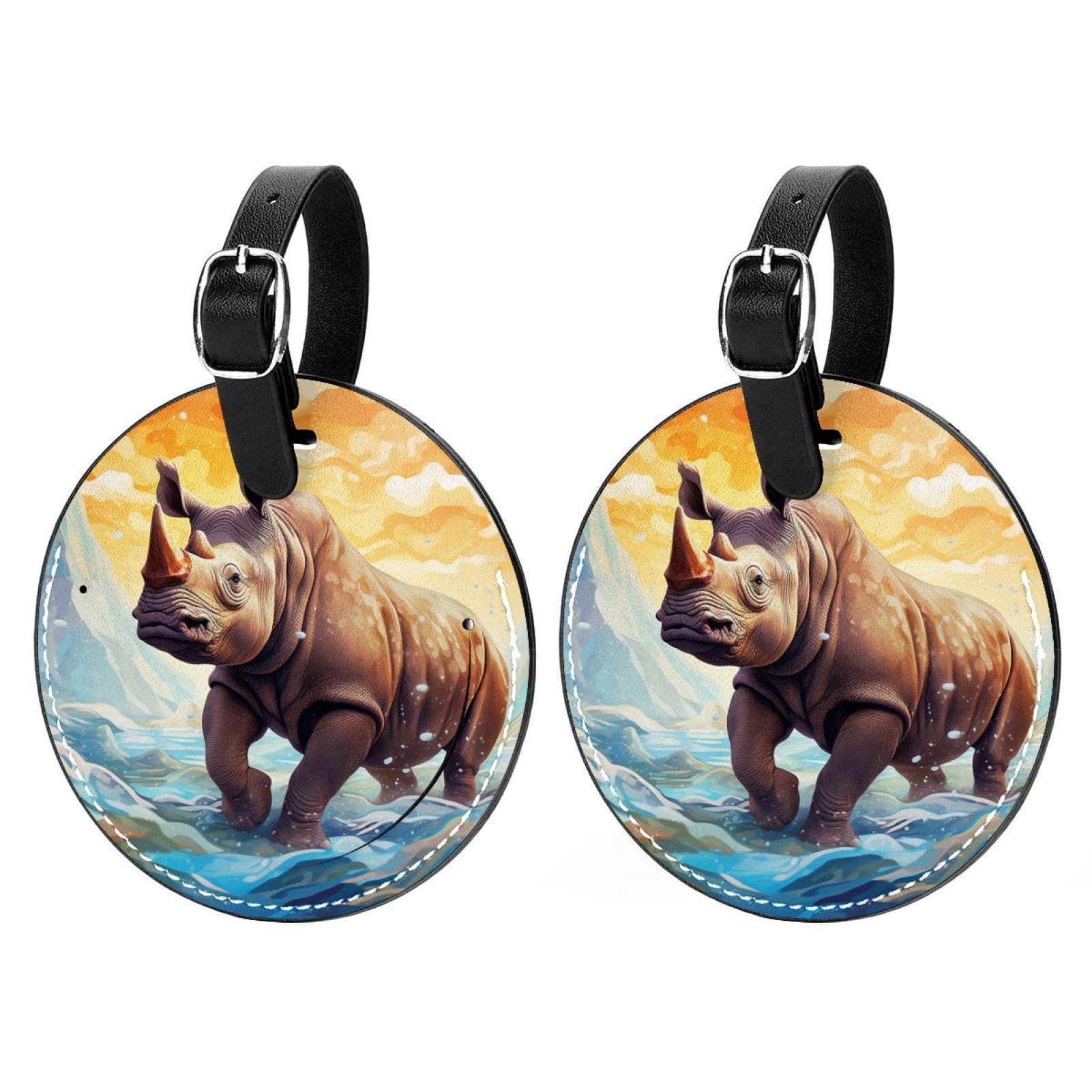 Rhino Premium PU Leather Suitcase Tags, Fashionable Handbag Tag, 2 Pack ...
