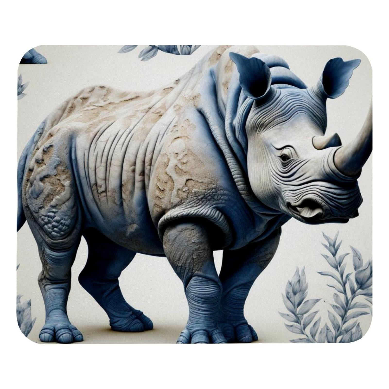 Rhino Printed Square Desk Pad, 8.3x9.8 Inch Non-Slip Rubber Bottom ...
