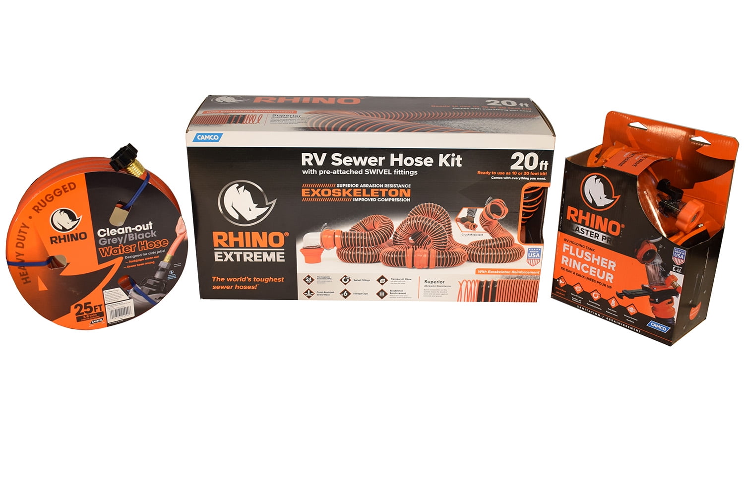 Rhino RV Sewer Hose Kit with Swivel Fittings, 20 ft, Extreme ...