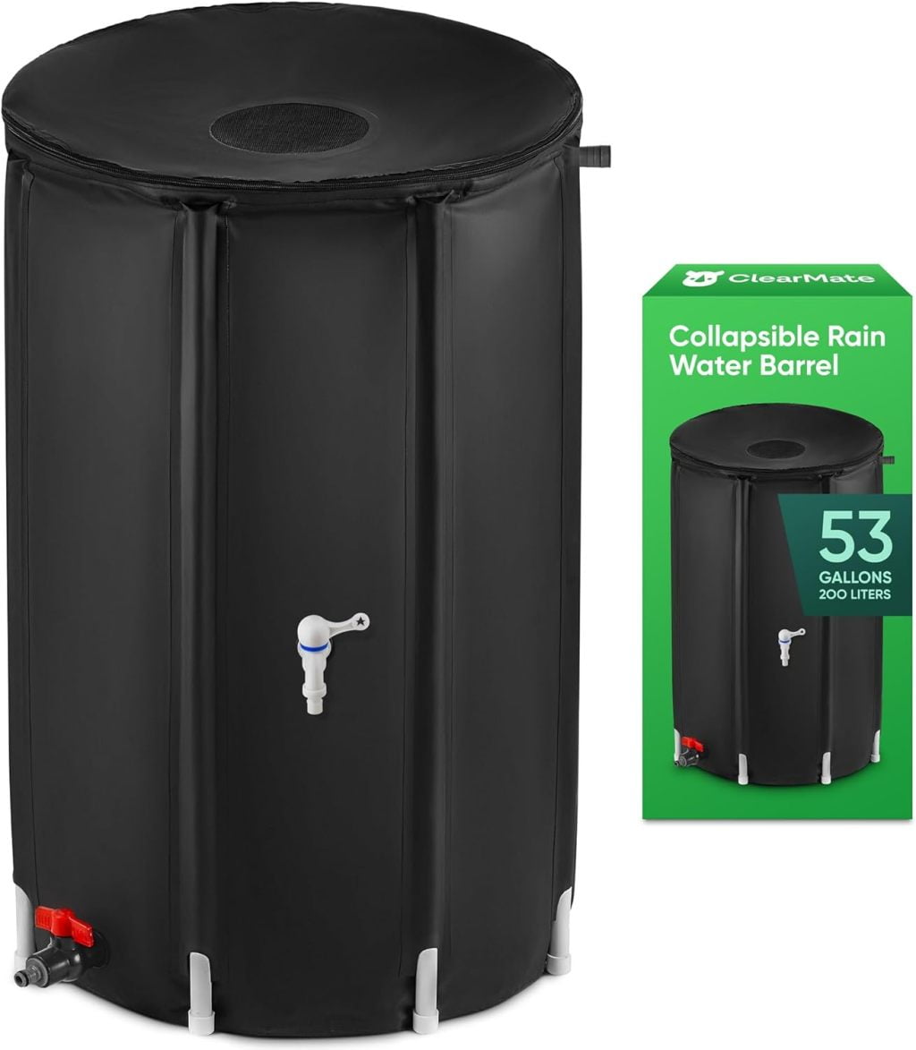 Rhino RYTZ Collapsible Rain Barrel | 53-Gal Extra-Stable Rainwater ...