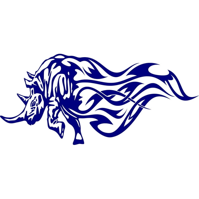 Rhino Rhinoceros Tribal Flame Decal Auto Truck Boat Stickers AF17 ...