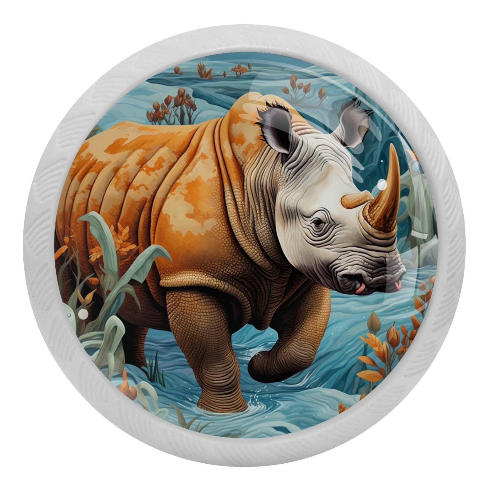 Rhino Round Glow-in-the-Dark Door Knobs 4-Pack with Screws - Fluorescent Drawer Pulls for ...