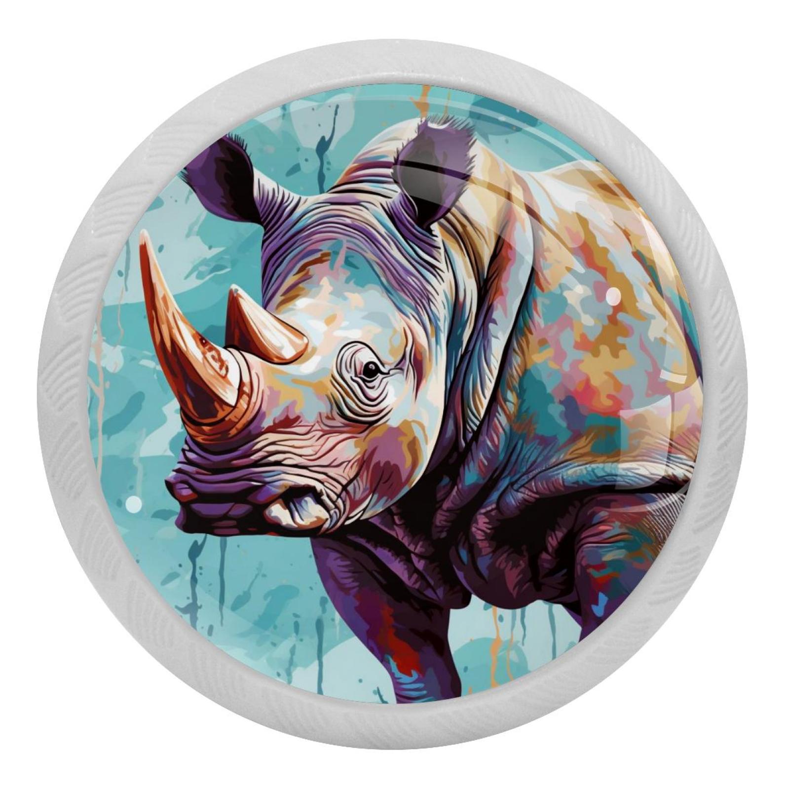 Rhino Round Glow-in-the-Dark Door Knobs 4-Pack with Screws - Fluorescent Drawer Pulls for ...