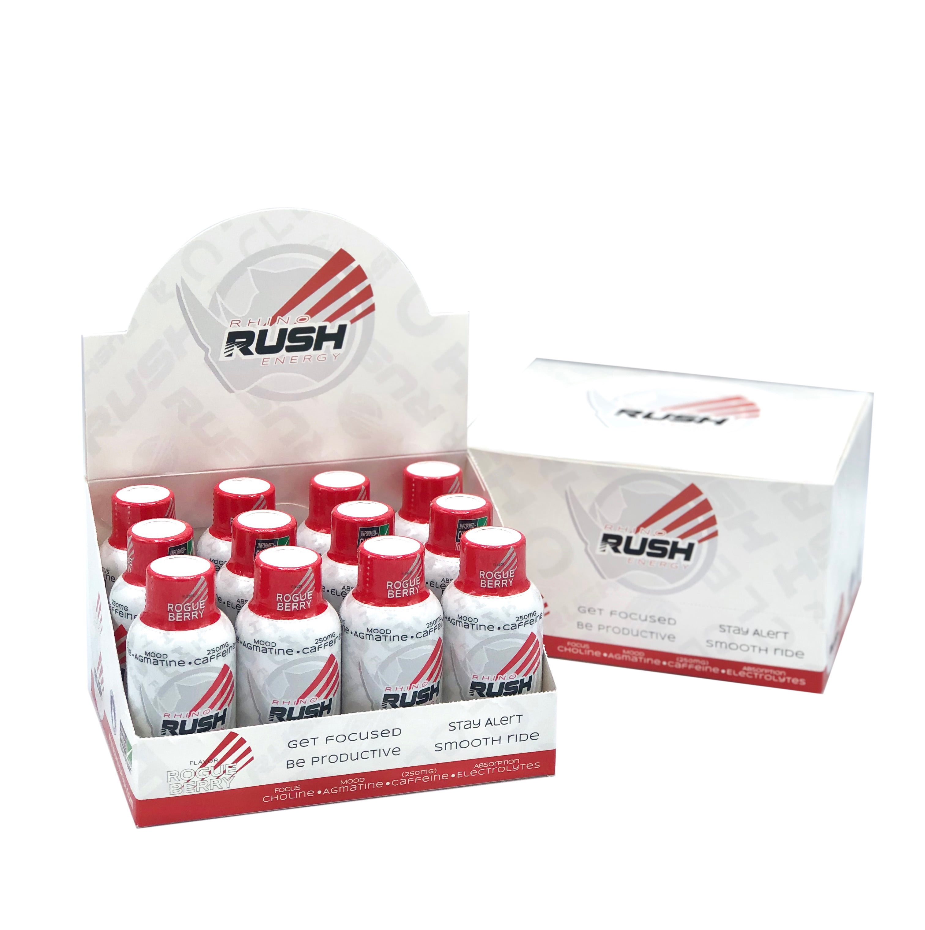 Rhino Rush Energy Drink, Rogue Berry Kiwi Strawberry Flavor, 250mg ...