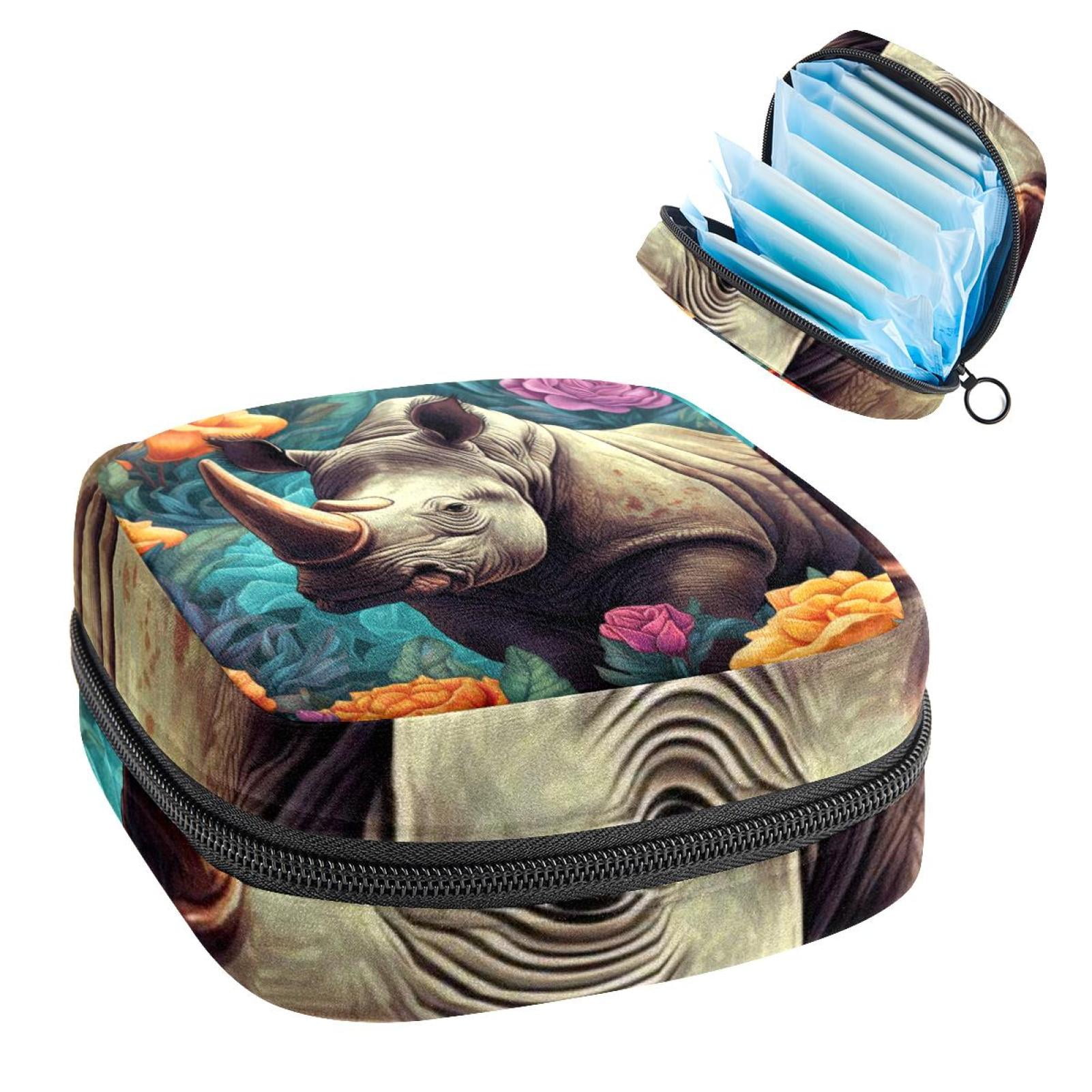 Rhino Sanitary Napkin Bag Pouch with Zipper, Period Purse Large Pouch ...